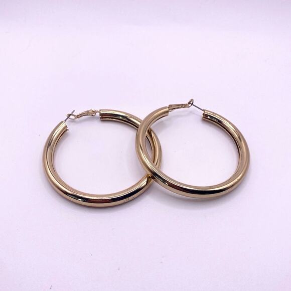 Unbranded | Jewelry | Vintage Large Golden Hoops 2 Inches Long Hiphop ...